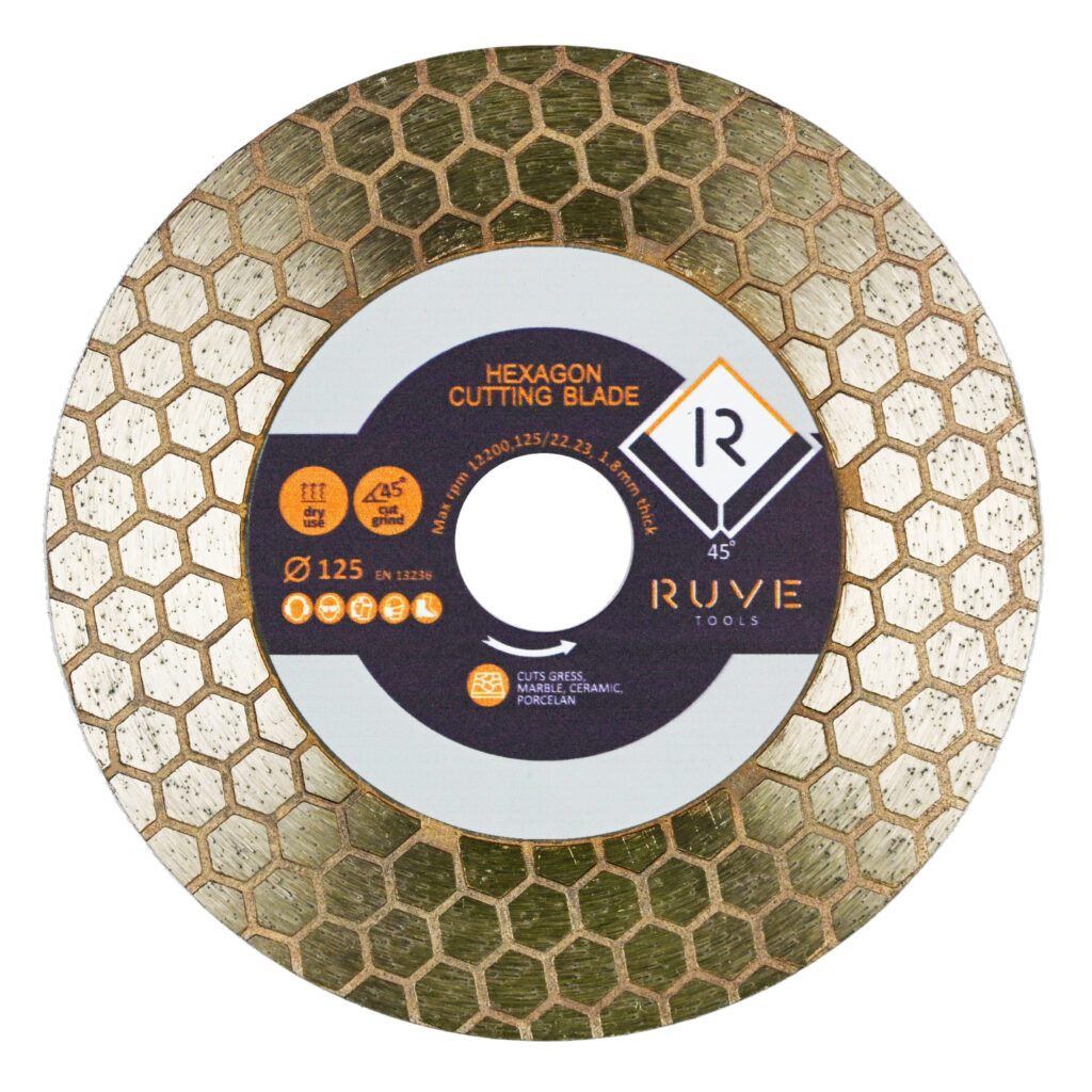 ДИАМАНТЕН ДИСК RUVE ЗА РЯЗАНЕ ПОД 45 ГРАДУСА (ГЕРУНГ) 125ММ - Ruve.BG